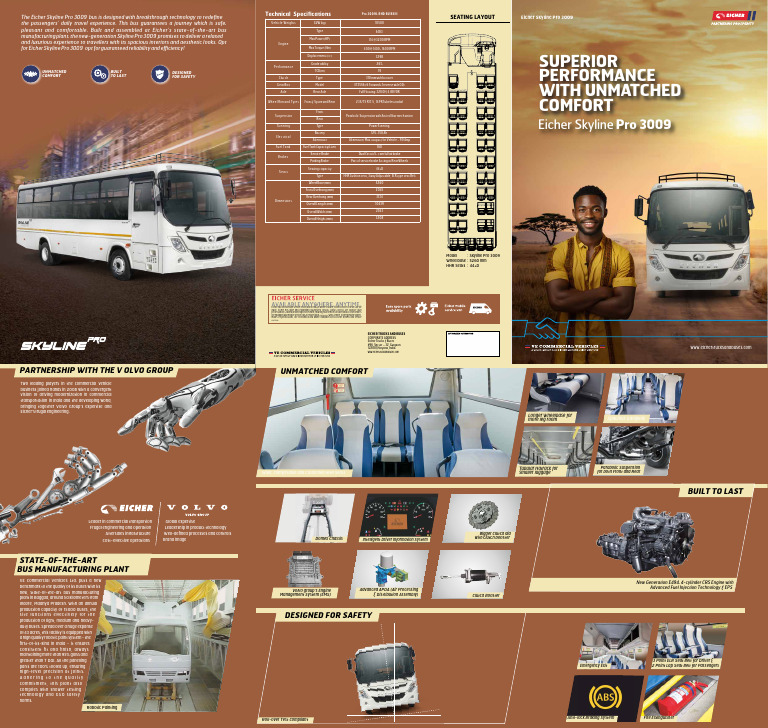 Eicher Skyline Pro 3009 Bus Overview | PDF | Seat Belt | Bus