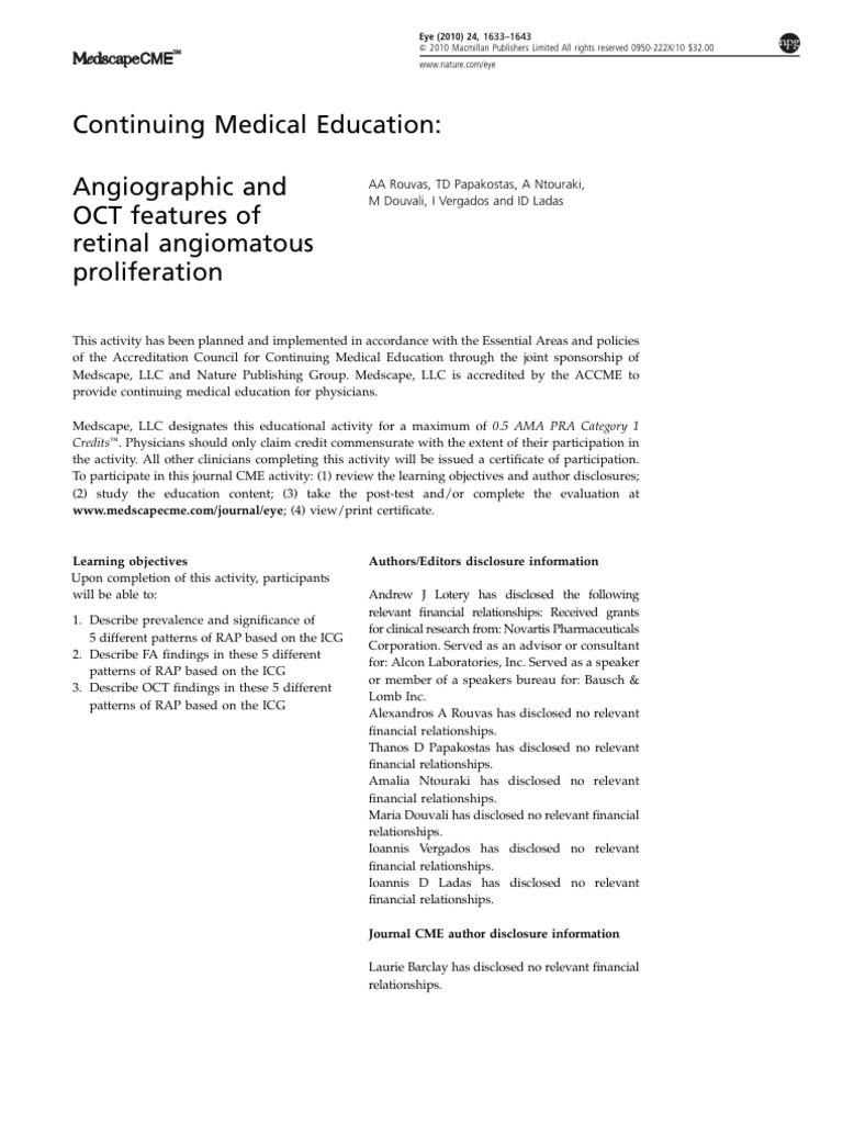 Angiographic Features of RAP | PDF | Retina | Angiography