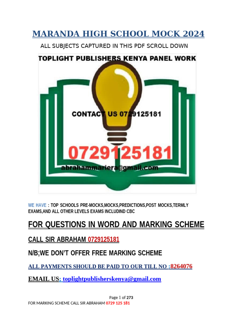 Maranda High School Mock 2024 | PDF | Agriculture