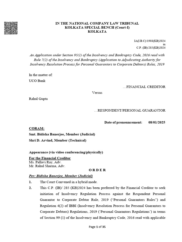 Jurisdiction of DRT For PG Cases | PDF | Bankruptcy | Guarantee