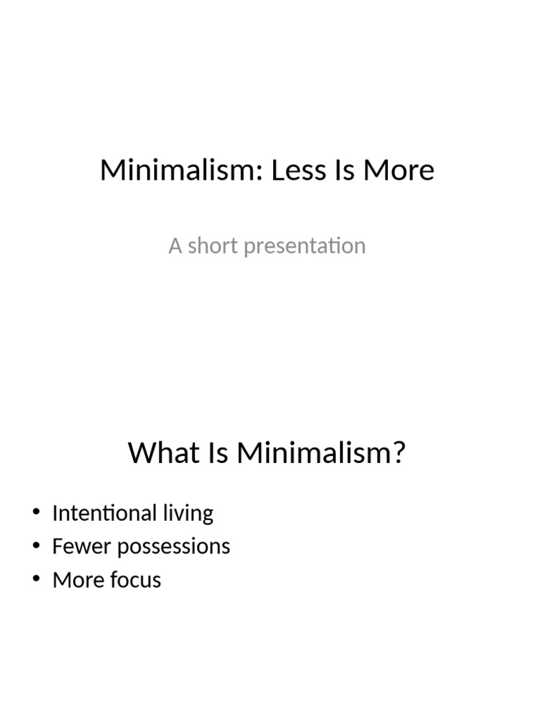 Minimalism Less Is More | PDF