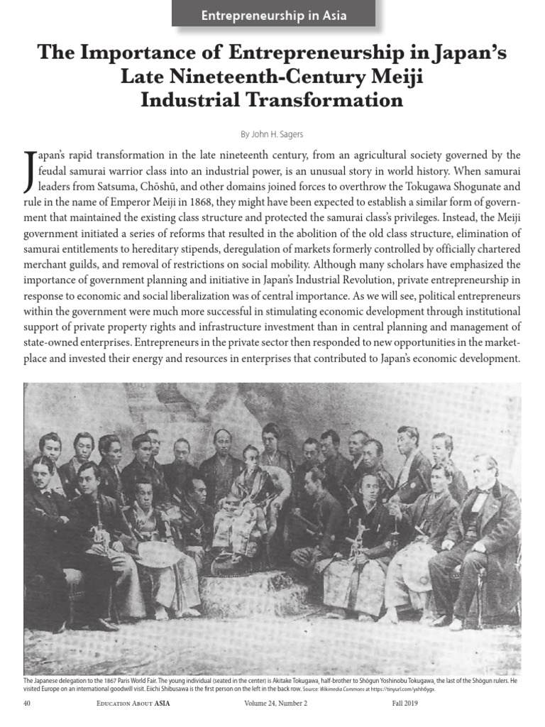 Japan's Meiji Era Entrepreneurship Impact | PDF | Shogun | Entrepreneurship