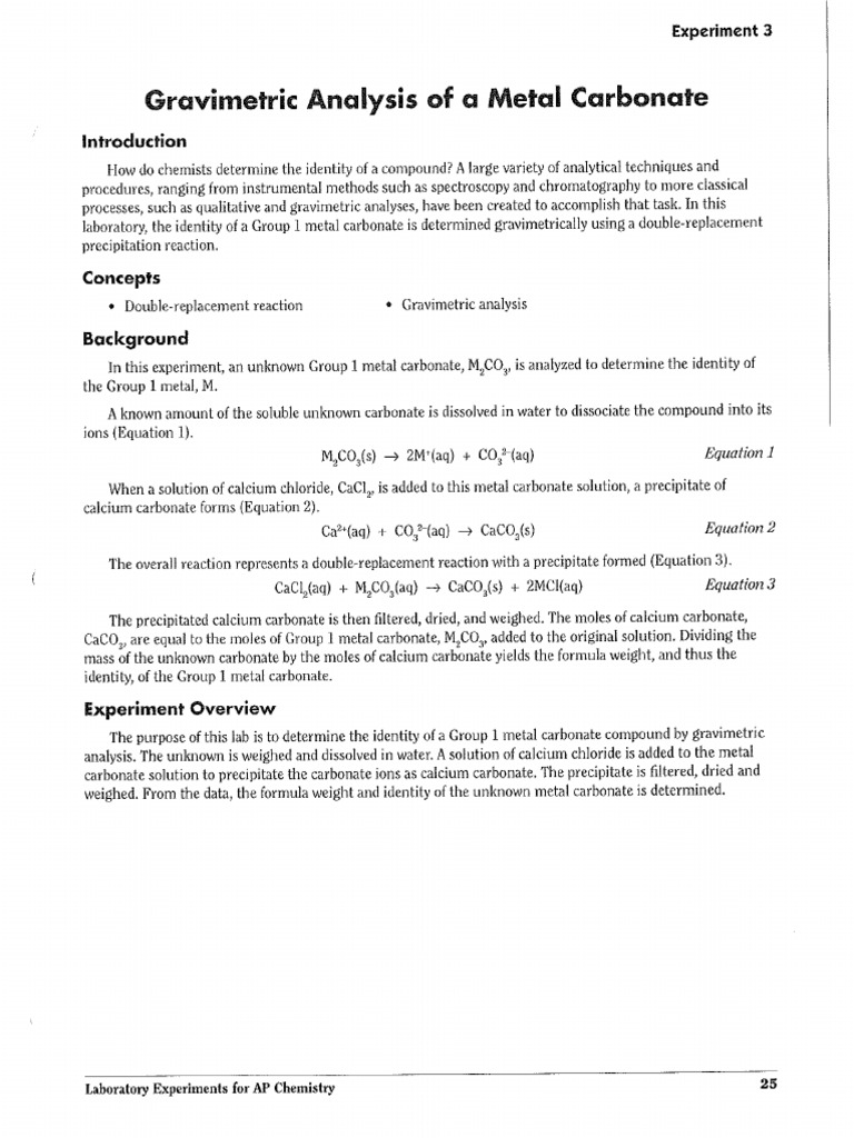 Lab On Gravimetric Analysis | PDF