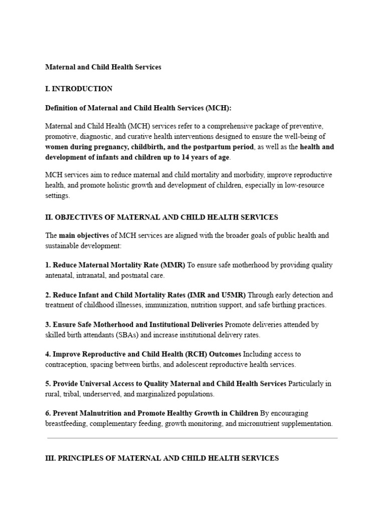 Maternal and Child Health Services | PDF | Maternal Health | Human ...