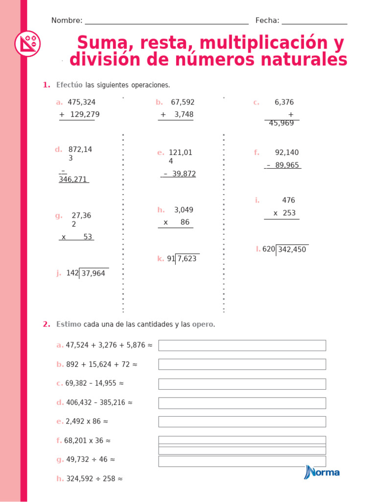 MT5 HT1 OperacionesNumerosNaturales | PDF
