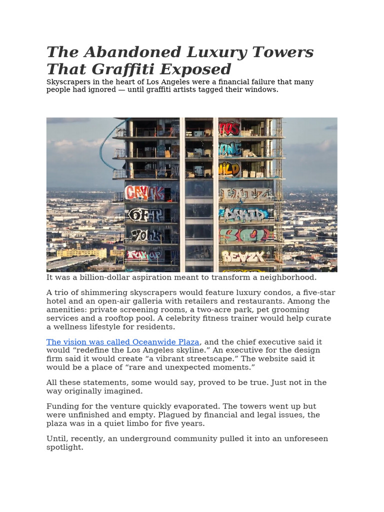 3.the Abandoned Luxury Towers That Graffiti Exposed | PDF