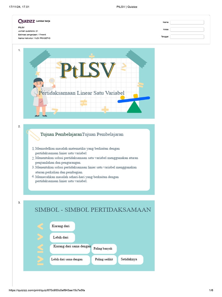 PTLSV - Quizizz | PDF