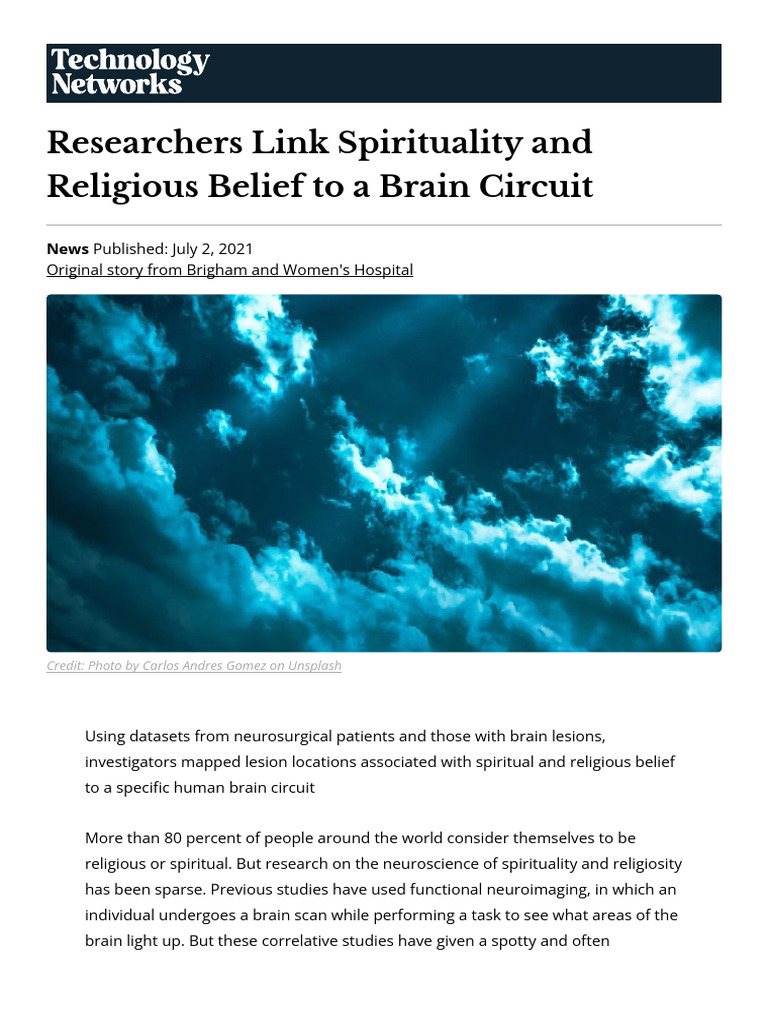 Brain Circuit Linked to Spirituality | PDF | Neuroscience | Spirituality