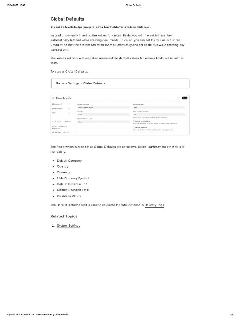 9d.global Defaults | PDF