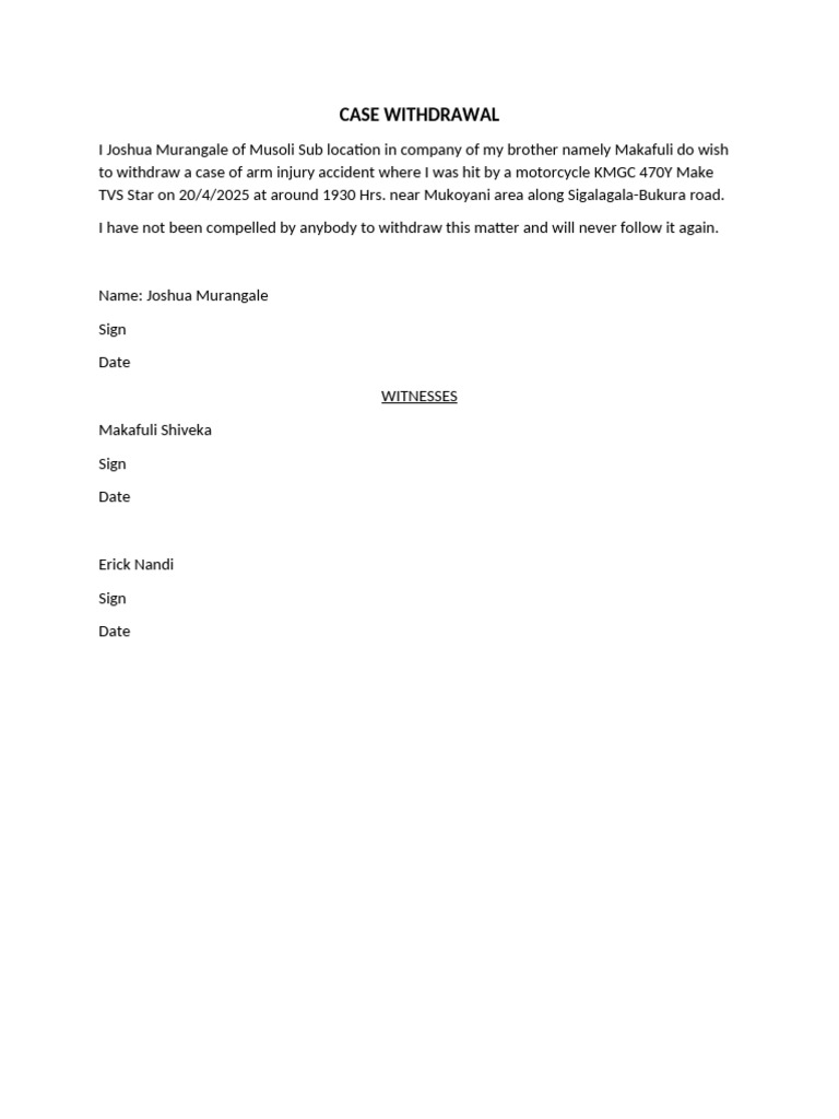 Case Withdrawal | PDF