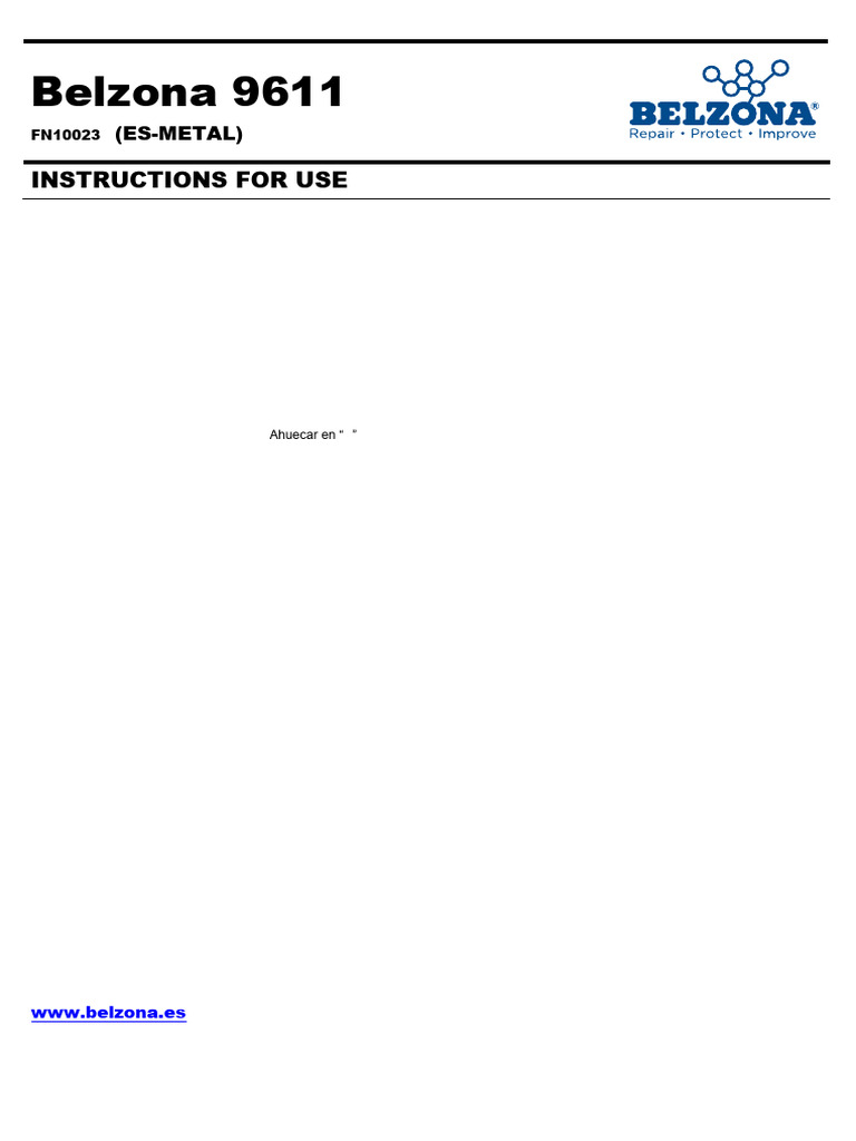 DMC-Belzona 9611 - Instrucciones de Uso | PDF