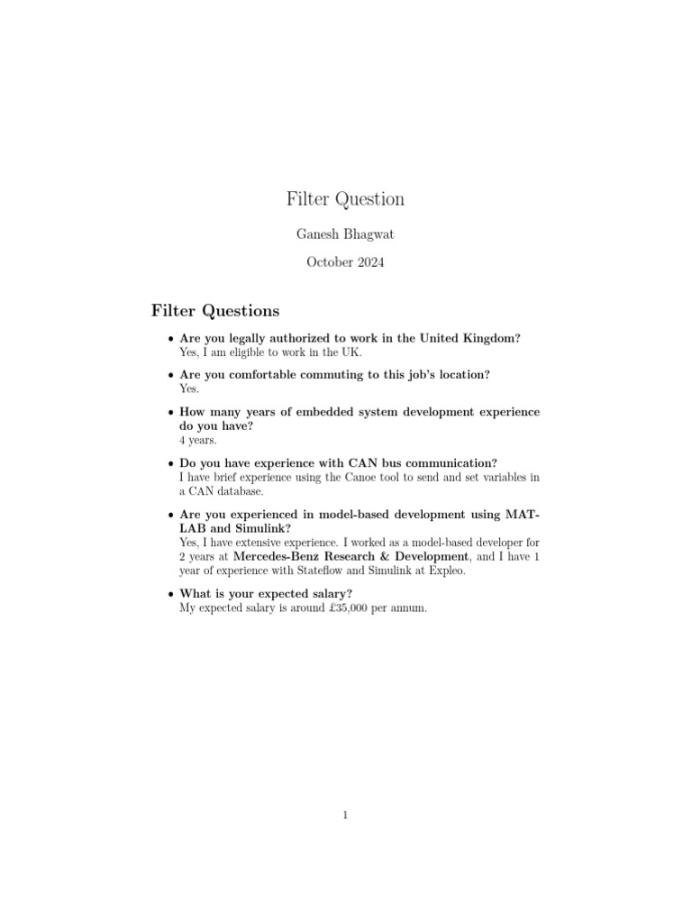 Filter Question | PDF