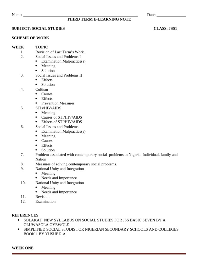 Third Term Social Studies Lesson Notes | PDF | Sexually Transmitted ...