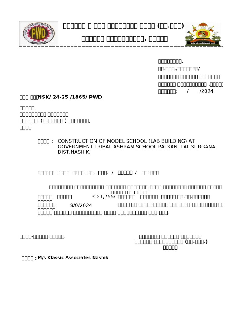 NSK/ 24-25 /1865/ PWD ददद ददद:: M/s Klassic Associates Nashik | PDF ...