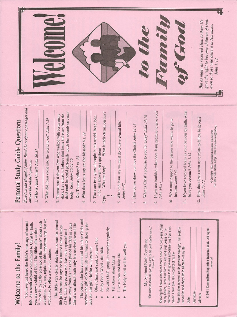 Welcome To The Family of GOD - Brochure | PDF