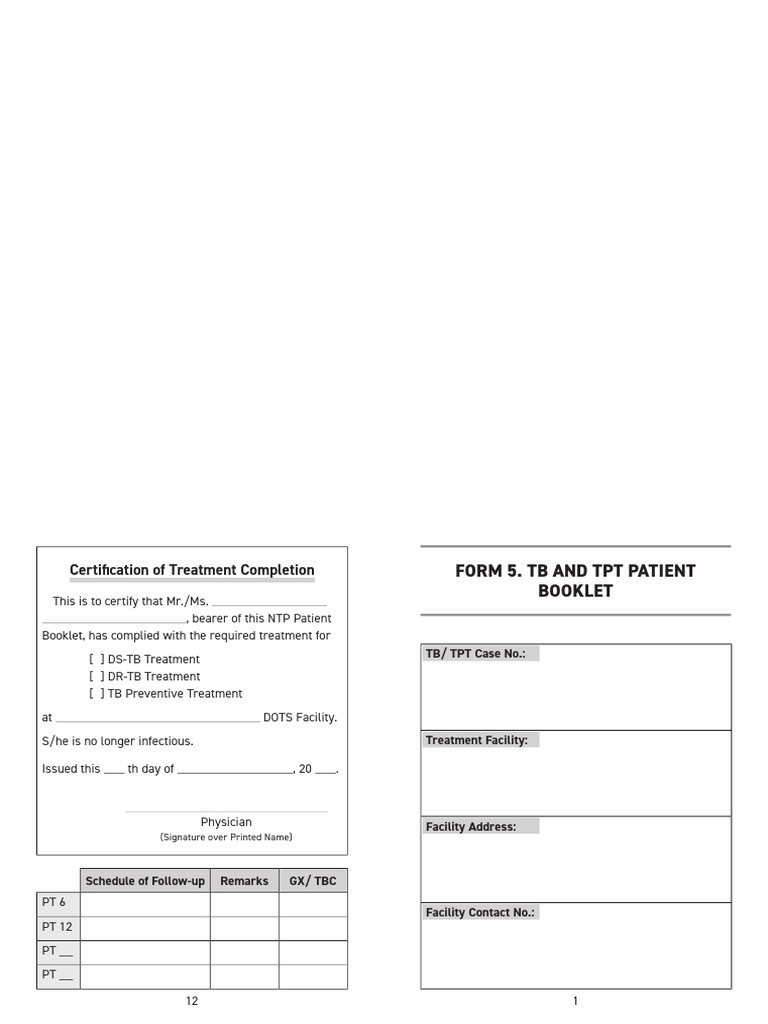 Form - 5 - v051320 (2) - Booklet | PDF | Tuberculosis | Medical Diagnosis