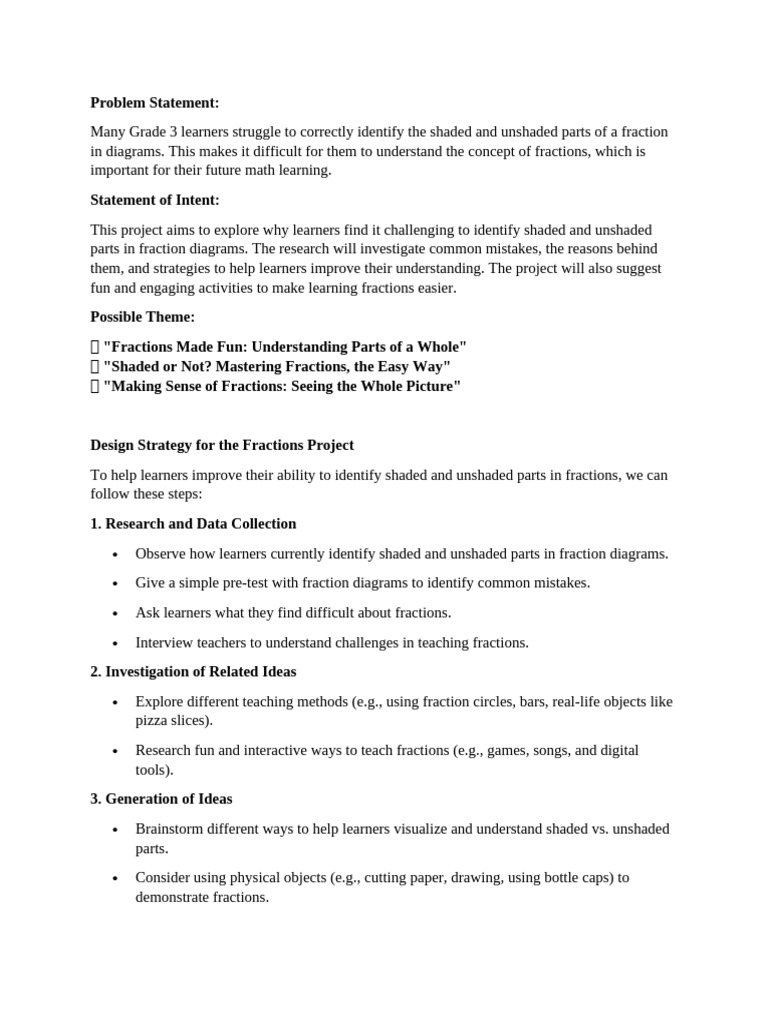 Problem Statement...Fractions | PDF | Learning | Teaching Method