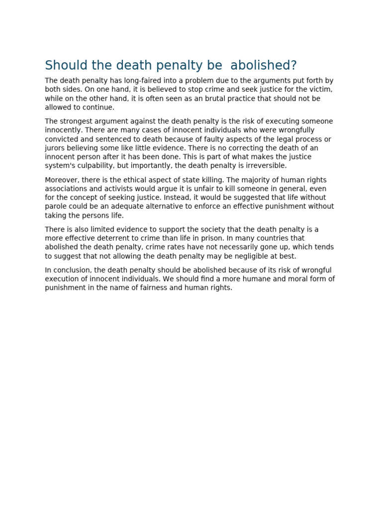 Should the death penalty be abolished | PDF