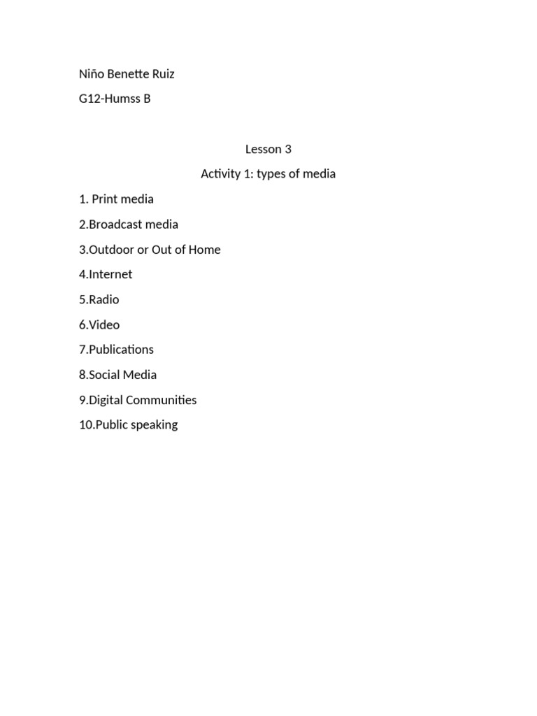 Types of Media Explained: Print to Digital | PDF