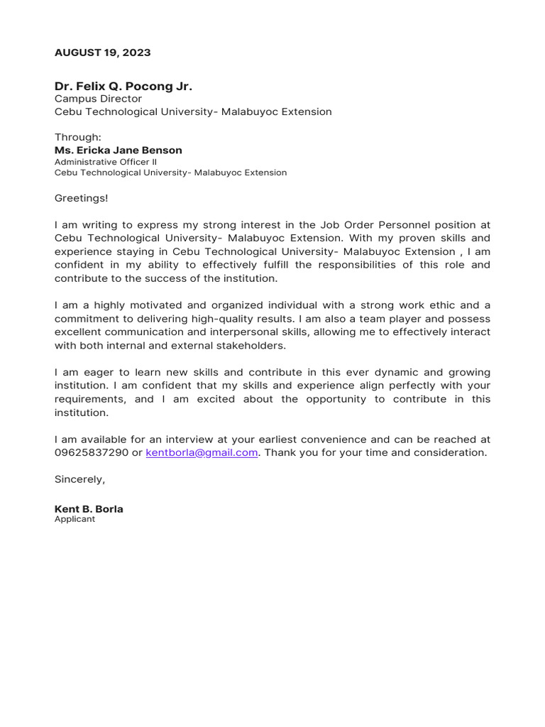 Application Letter (21.6 X 33 CM) | PDF