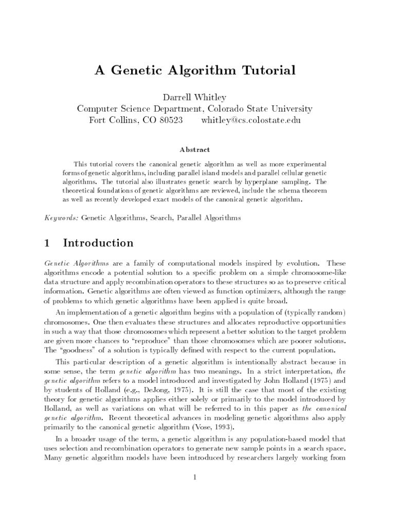 A Genetic Algorithm Tutorial | PDF