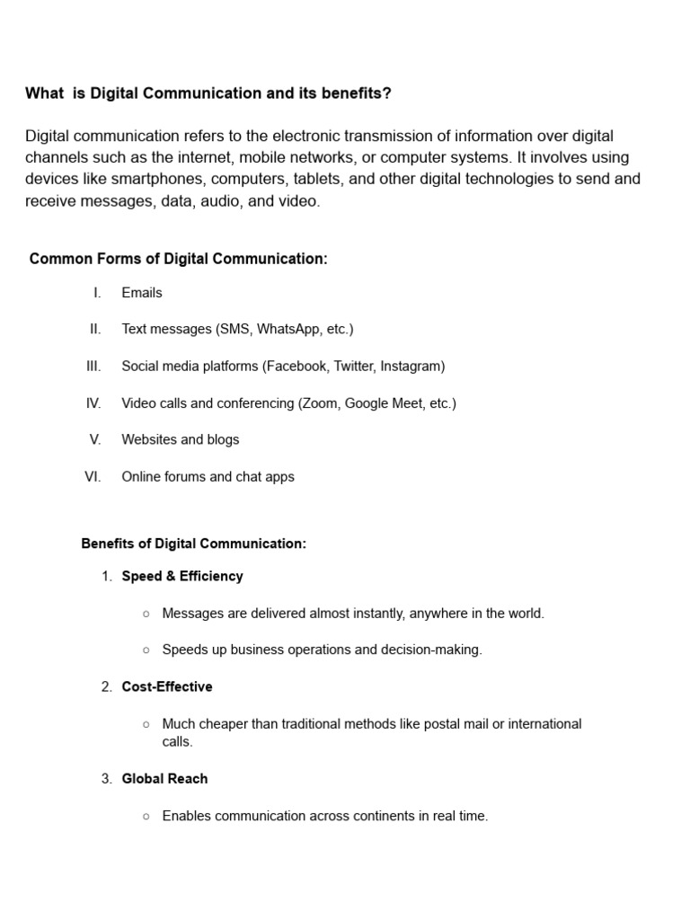 Benefits of Digital Communication | PDF