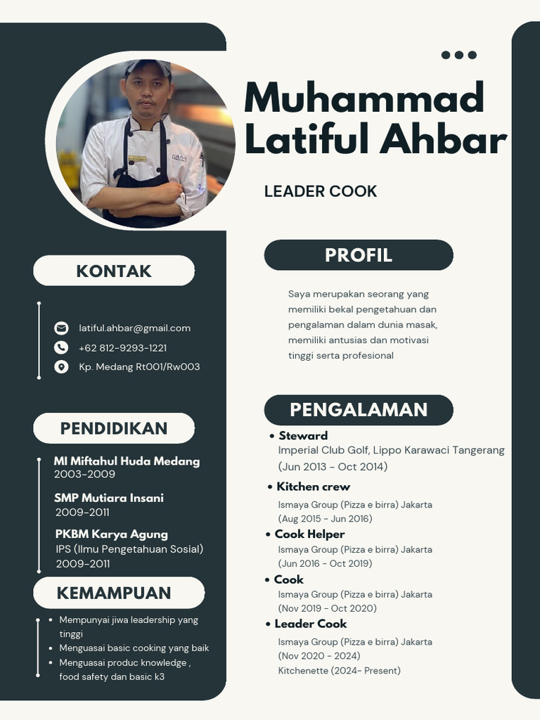 Putih & Hijau Tua Modern Koki Surat Lamaran Kerja.pdf | PDF