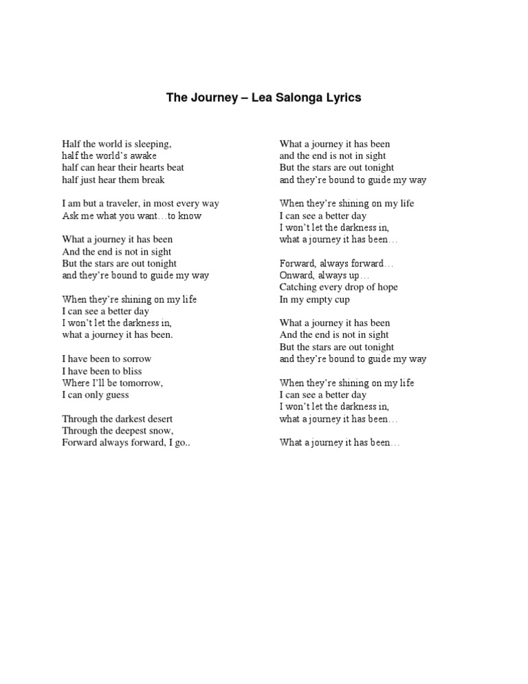 The Journey by Lea Salonga Lyrics | PDF