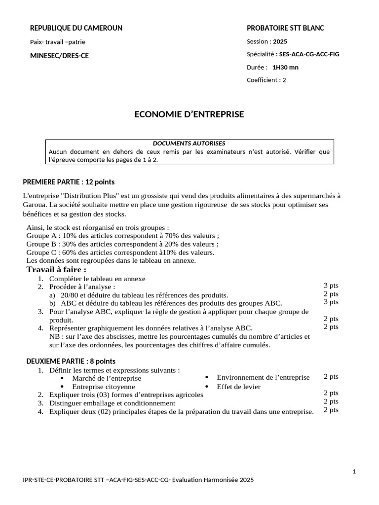 Gestion des stocks pour grossistes alimentaires | PDF
