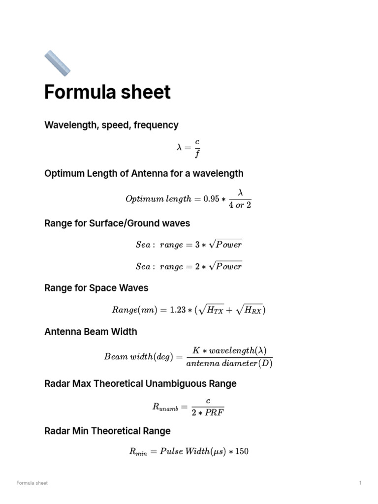Radio Navigation Formulas | PDF