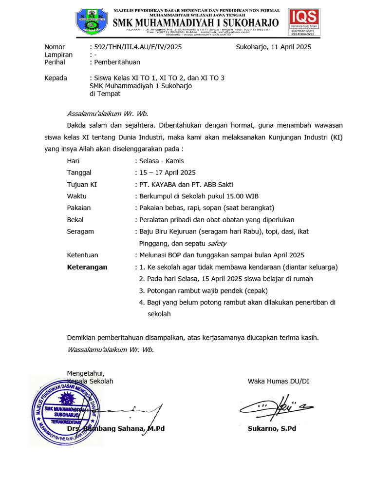 PEMBERITAHUAN KI KAYABA dan ABBS 15 APRIL 2025 | PDF