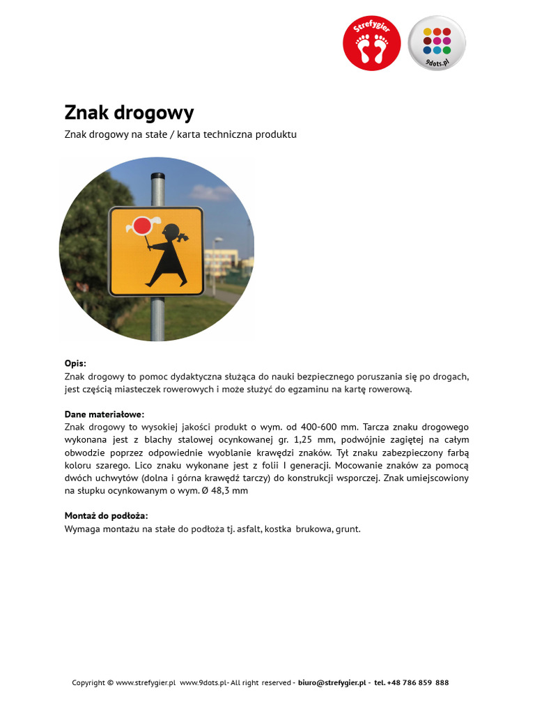 Znak Drogowy Do Podloza Karta Techniczna | PDF