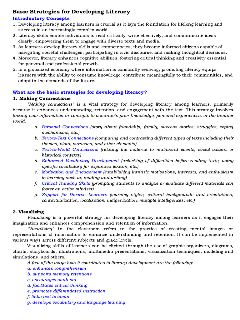 Essential Literacy Development Strategies | PDF | Critical Thinking ...