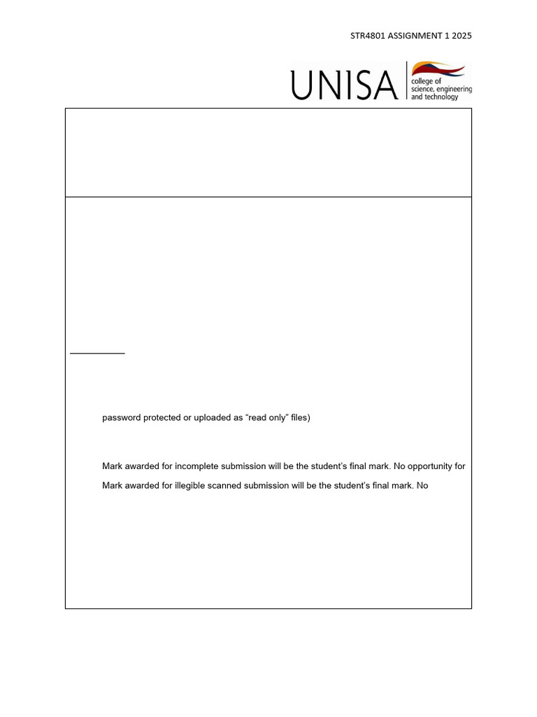 2025 - STR4801 - Assignment 1 QP | PDF | Plagiarism