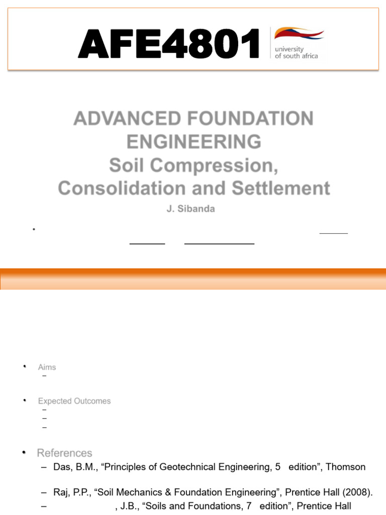 Study Unit 4 - Soil Compression Consolidation and Settlement (UNISA ...