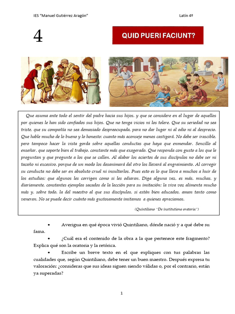Quid Pueri Faciunt | PDF | imperio Romano | Escuelas