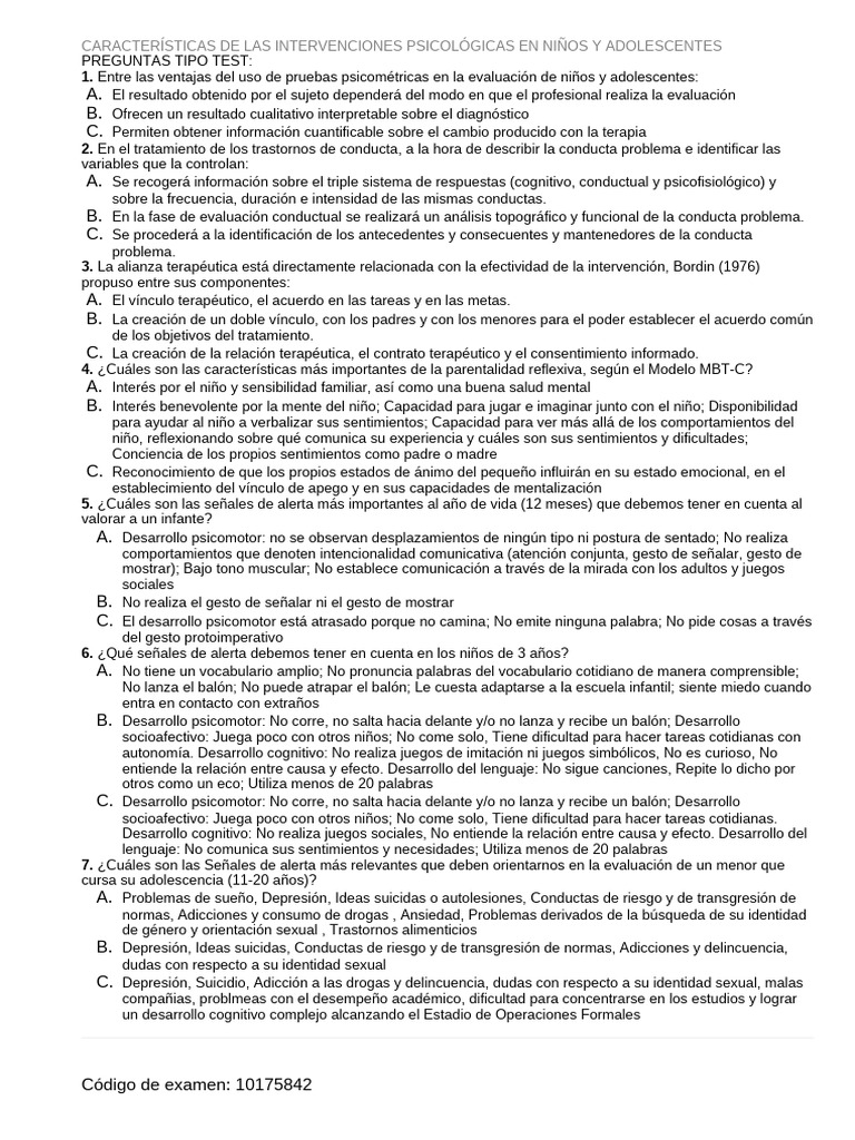 Intervenciones Psicológicas en Niños y Adolescentes | PDF | Trastorno ...