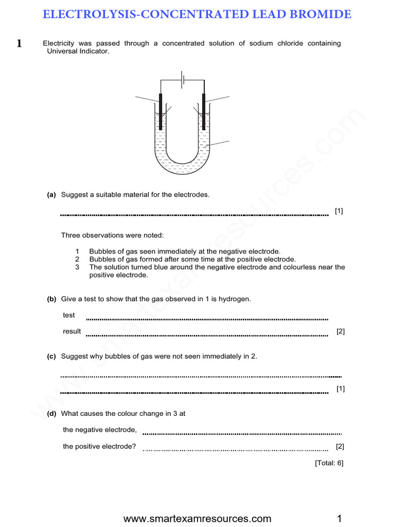 4.1 IGCSE Chemistry Topic 4 Electrochemistry Electrolysis of ...