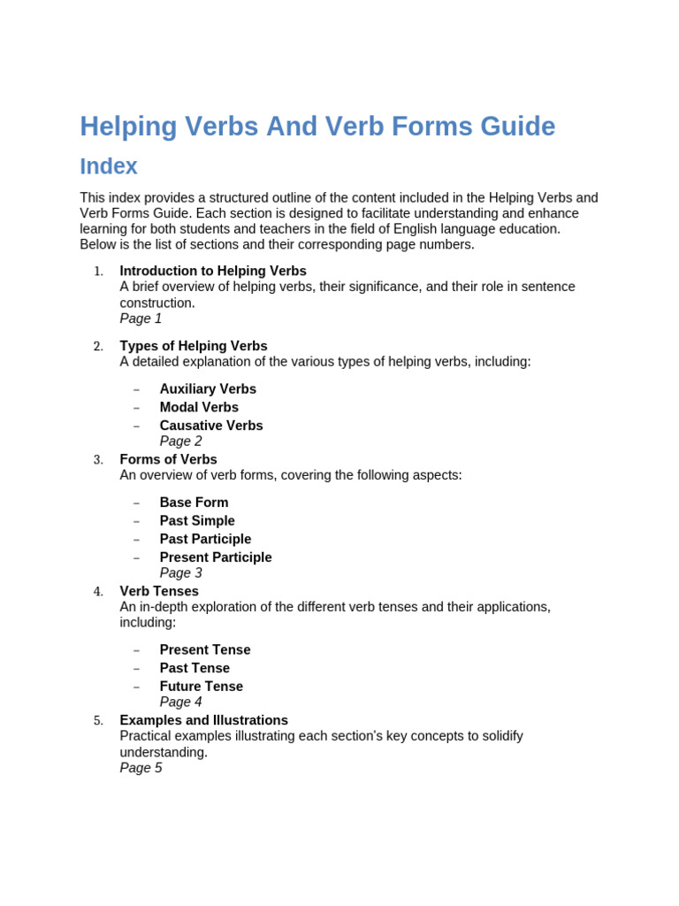 Helping Verbs And Verb Forms Guide | PDF | Verb | Grammatical Tense