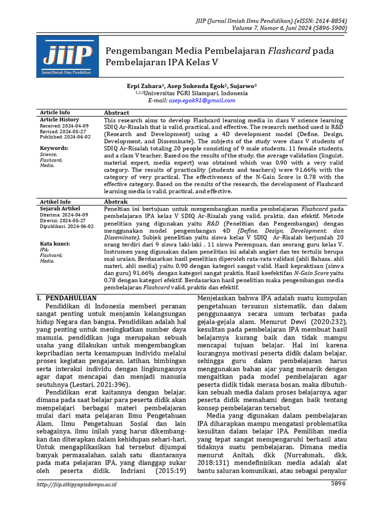 Pengembangan Media Pembelajaran Flashcard Pada Pembelajaran IPA (L) | PDF