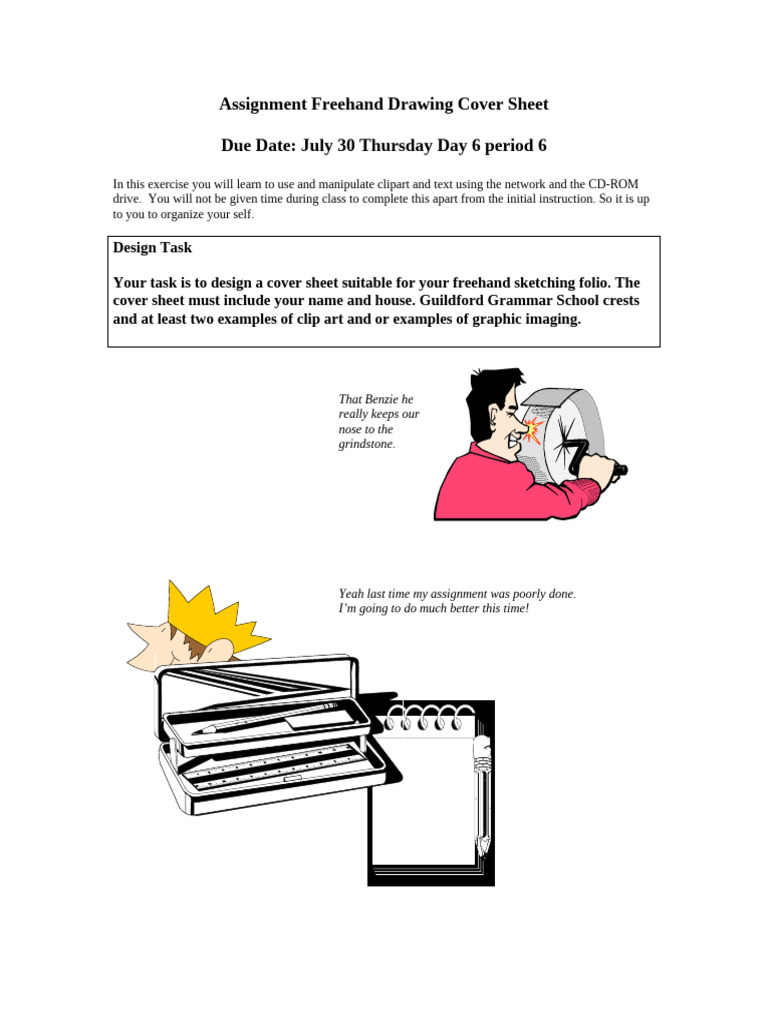 Assignment Freehand Drawing Cover Sheet | PDF