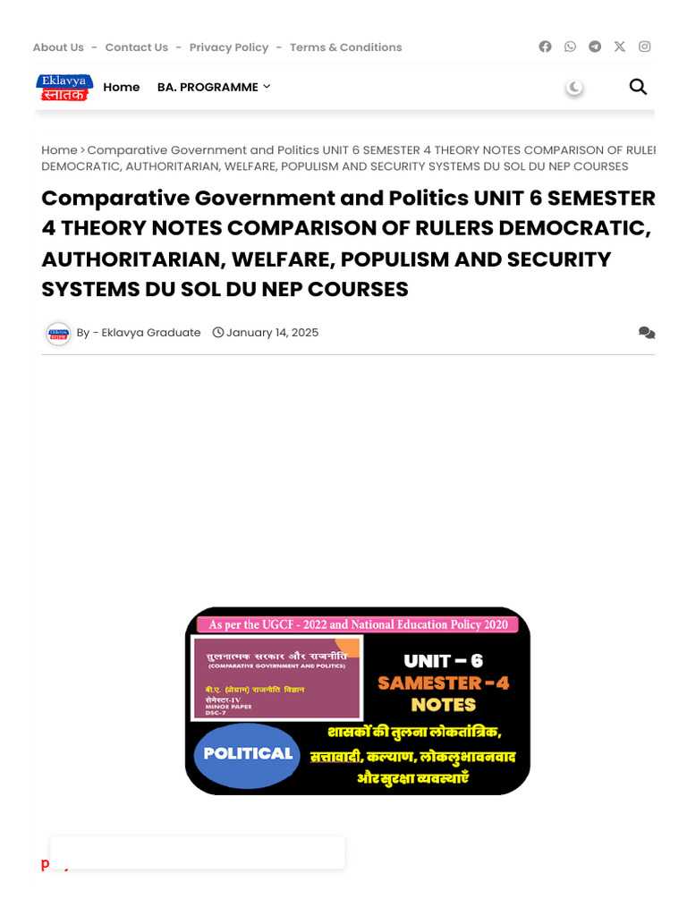 Comparative Government and Politics UNIT 6 SEMESTER 4 THEORY NOTES ...