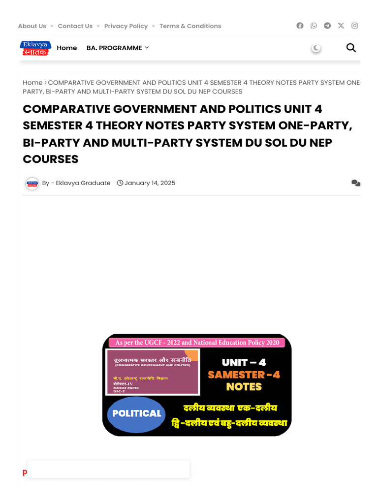 Comparative Government and Politics Unit 4 Semester 4 Theory Notes ...