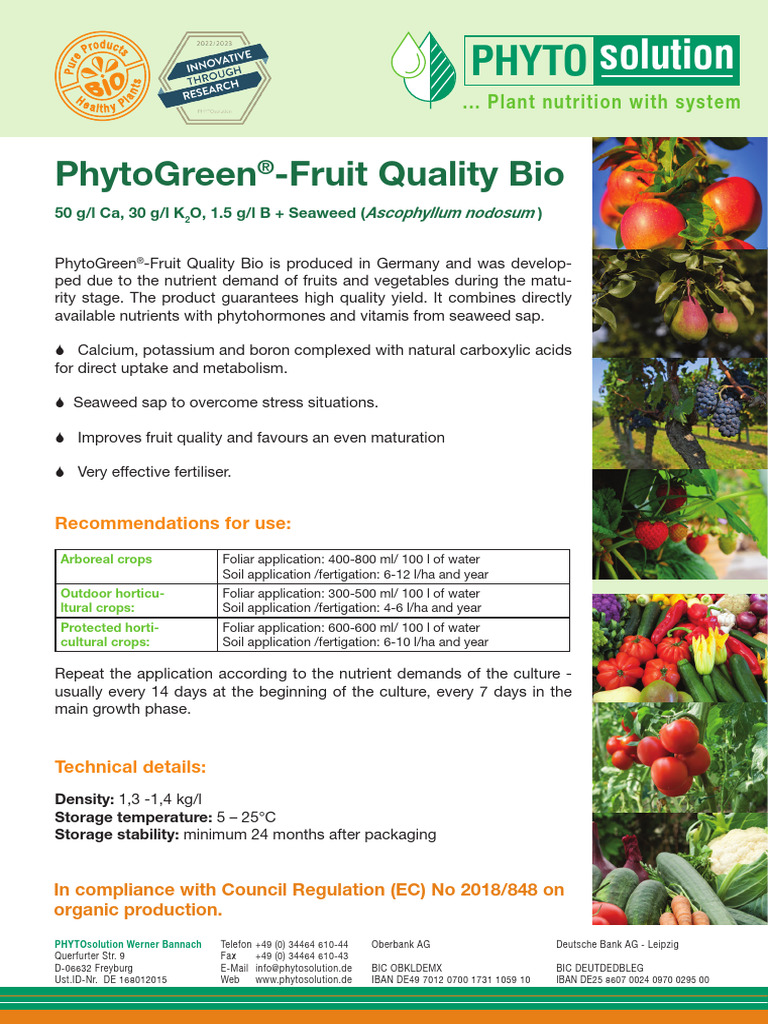 E PhytoGreen FruitQualityBio | PDF