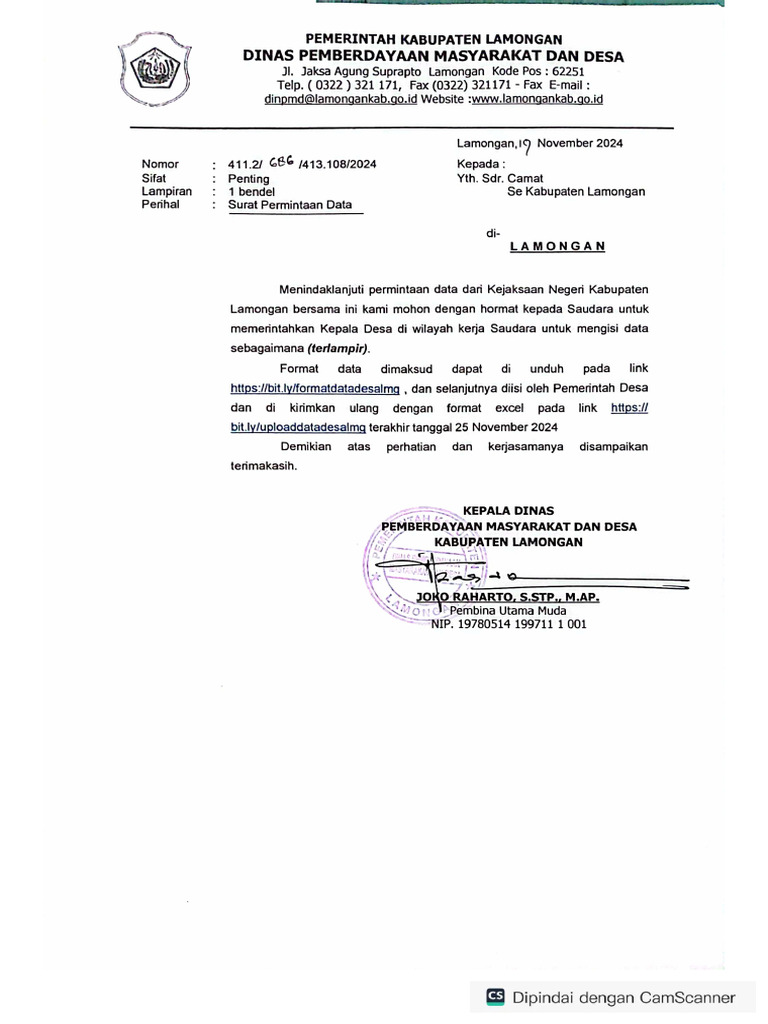 Surat Permintaan Data | PDF