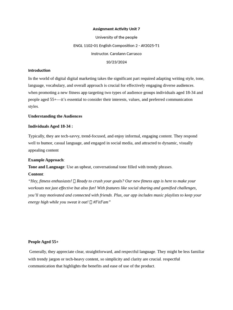 Assignment Activity Unit 7 | PDF | Jargon | Communication