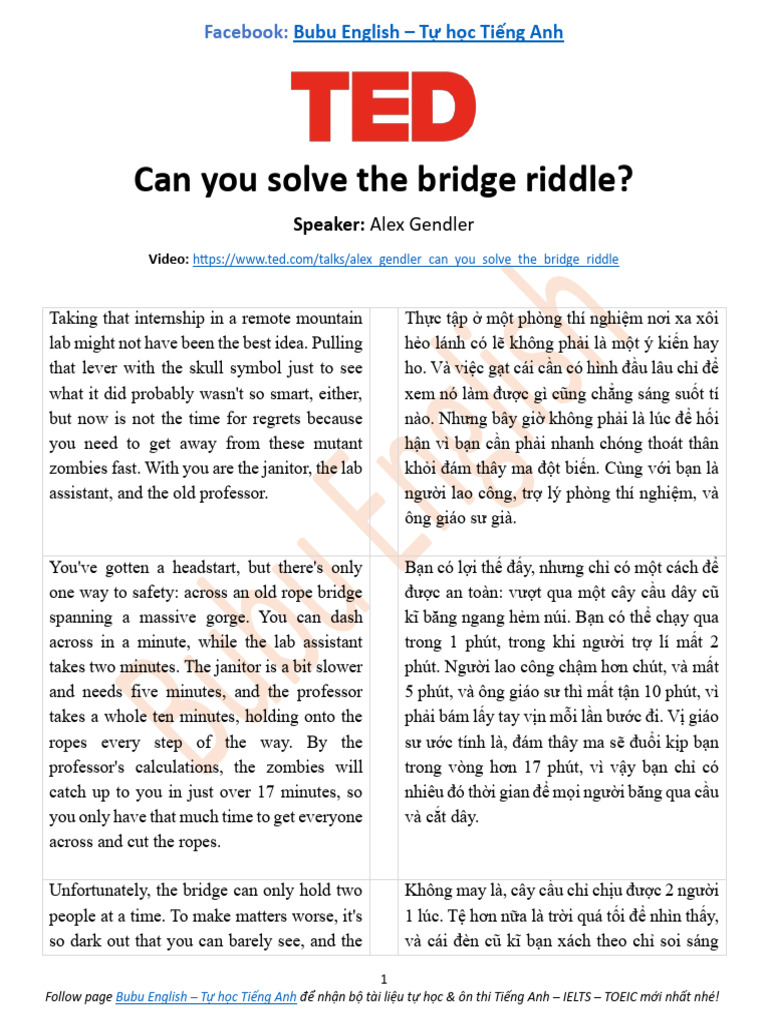 Can You Solve The Bridge Riddle | PDF