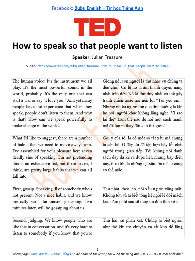 How To Speak So That People Want To Listen | PDF