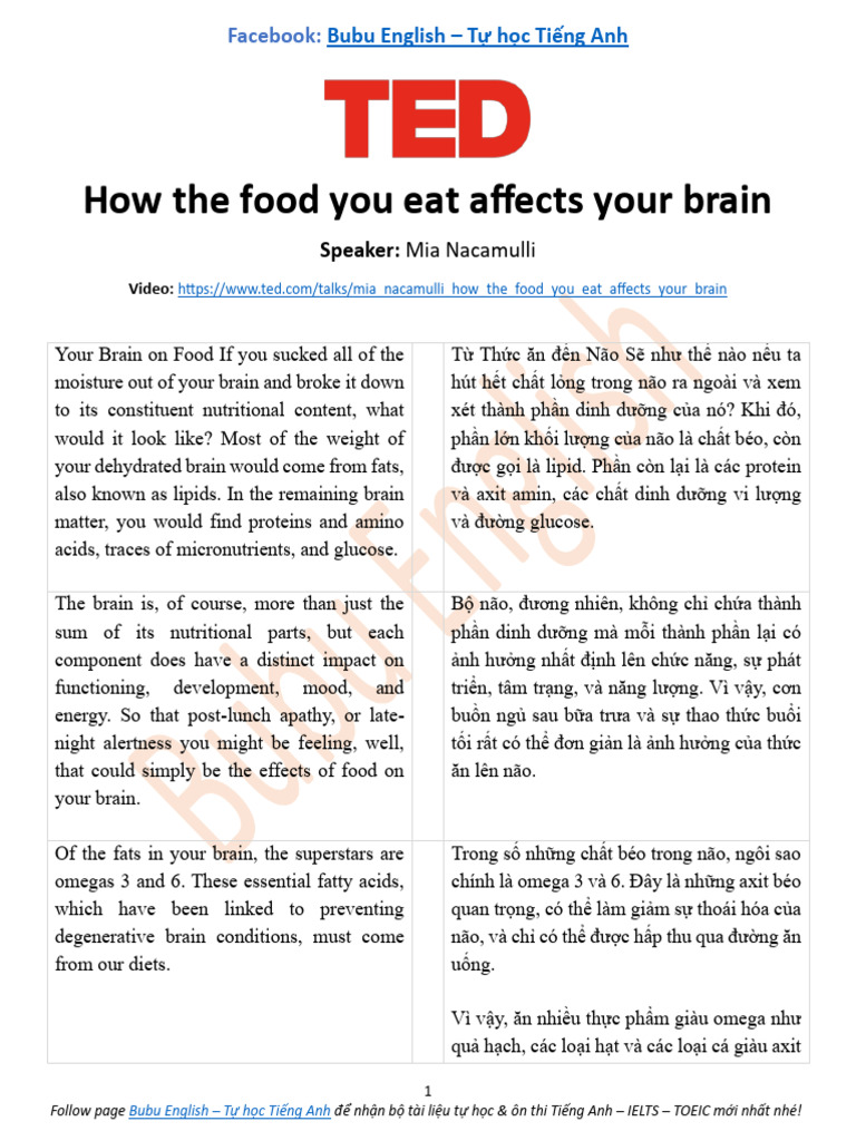 How The Food You Eat Affects Your Brain | PDF