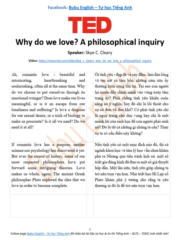 Why Do We Love. A Philosophical Inquiry | PDF